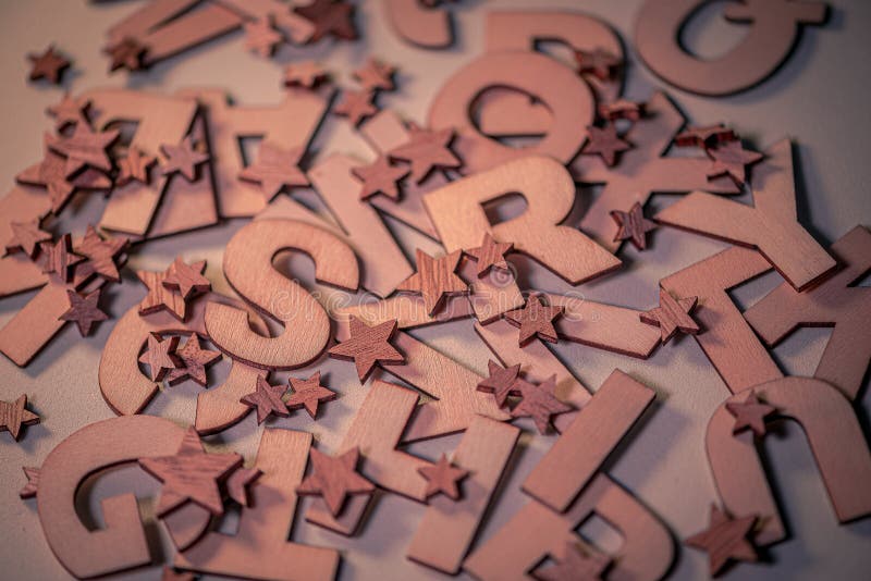 A Bunch of Wooden Letters Sit on Top of the Table Stock Image - Image ...