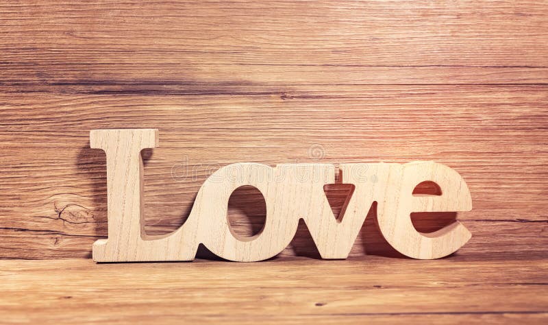 Wooden Letters Forming Word LOVE Written on Wooden Stock Photo - Image ...