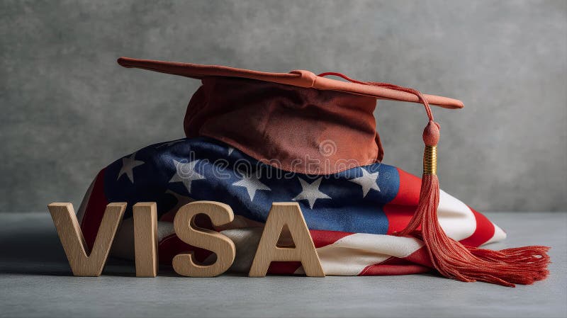 Immigration Concept with Visa Letters and Flag Stock Photo - Image of ...