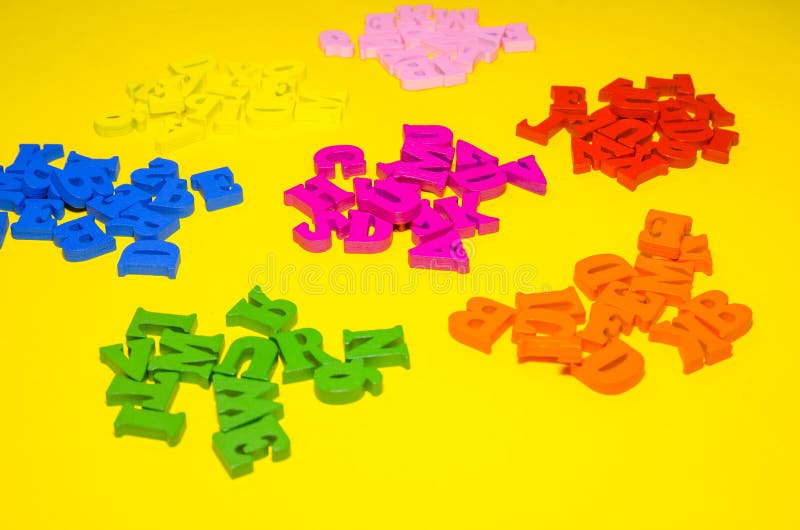 Wooden Letters Separated by Colors Stock Image - Image of language ...
