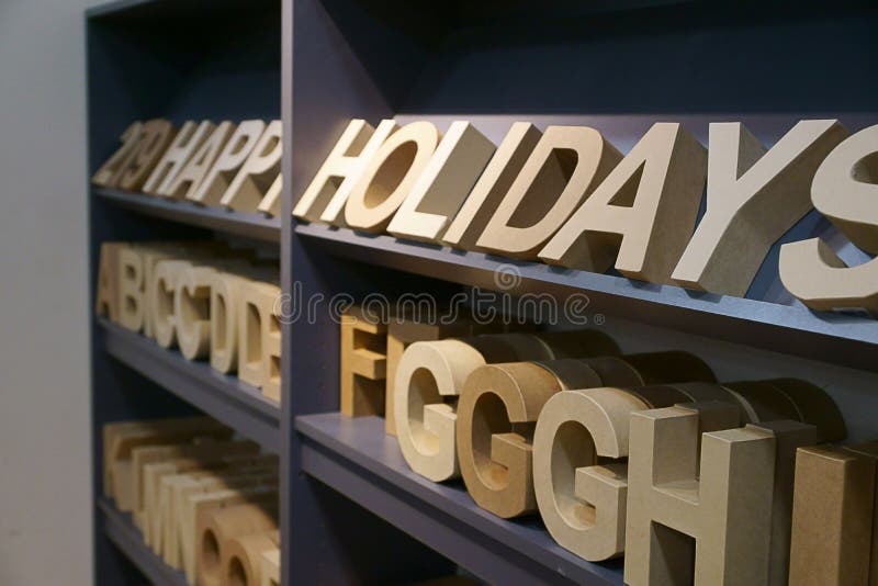 Wooden Letters on the Shelf in the Store Stock Image - Image of ...