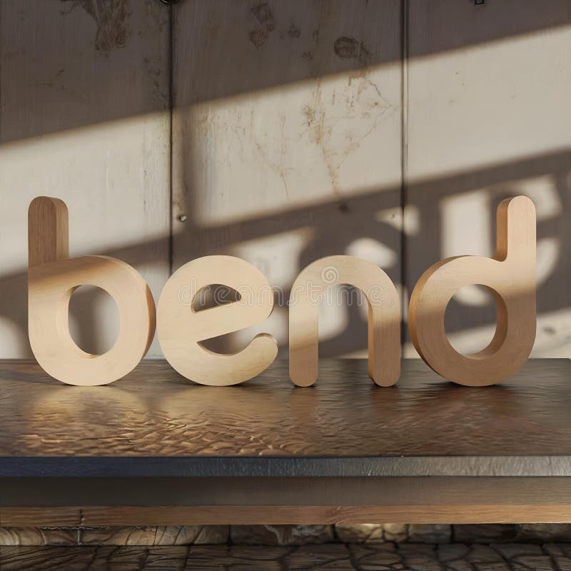 Wooden Letters Spelling Bend with Sunlit Shadows on Wall Stock ...