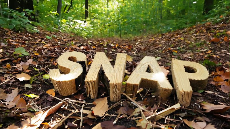 Wooden Letters Spelling "SNAP" in Forest with Sunlight Stock Footage ...