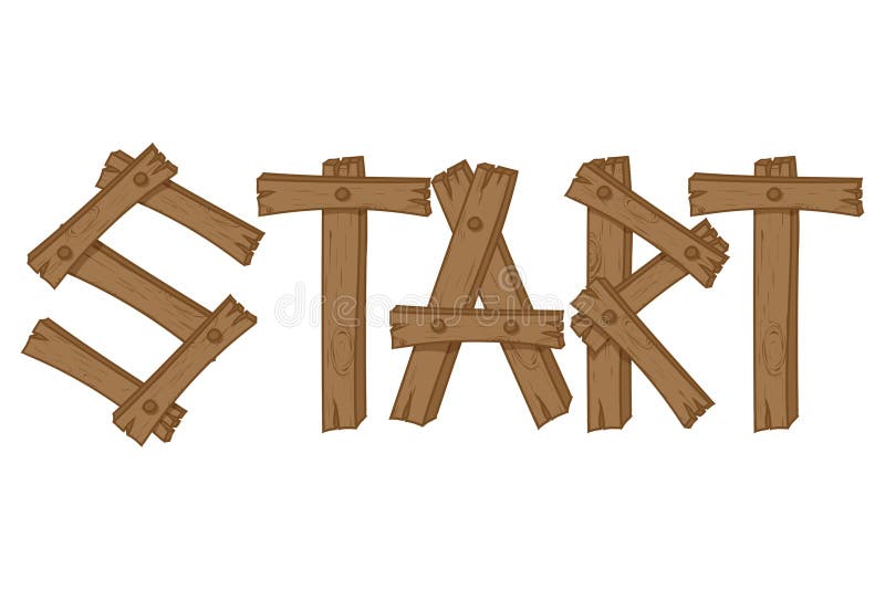 Wooden Letters Start. Vector Illustration Stock Vector - Illustration ...