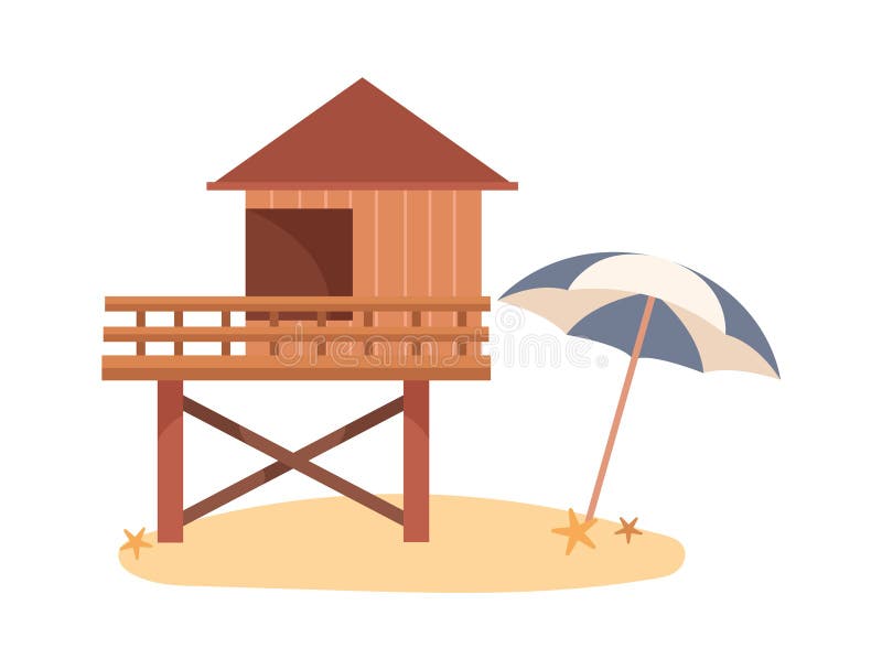Wooden Lifeguard Station on Coast Stock Vector - Illustration of wooden ...