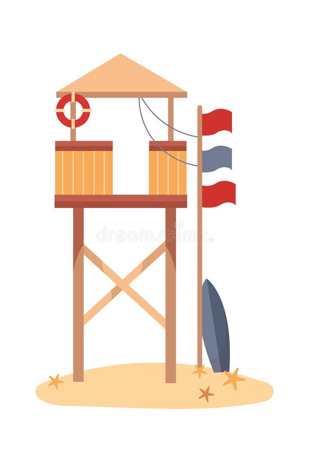 Wooden Lifeguard Station on Coast Stock Vector - Illustration of ...