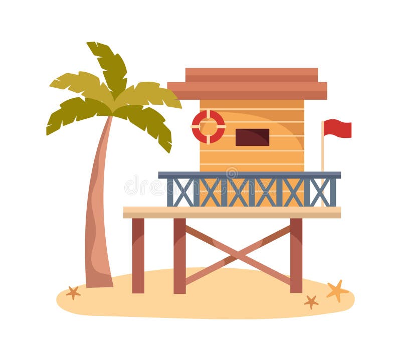 Wooden Lifeguard Station on Coast Stock Vector - Illustration of beach ...