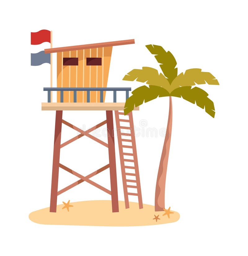Wooden Lifeguard Station on Coast Stock Vector - Illustration of buoy ...