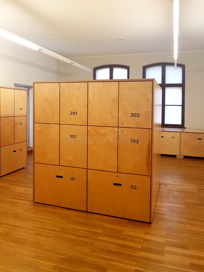 Wooden Locker Room in the Room Complex Stock Image - Image of locker ...