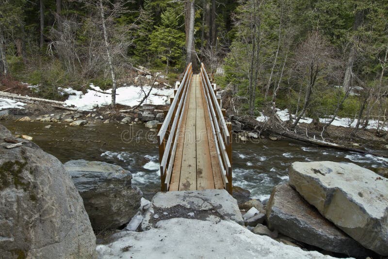Wooden Log Bridge Over River Stock Photo - Image of streams, trees ...