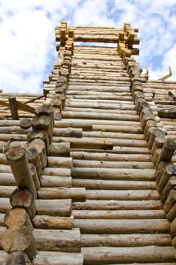 Wooden Log Construction in Park Stock Photo - Image of material, wood ...