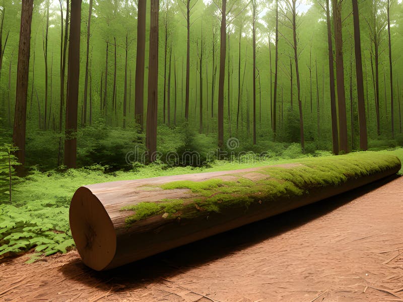 Wooden Log in the Forest, Ai Generated Stock Illustration ...