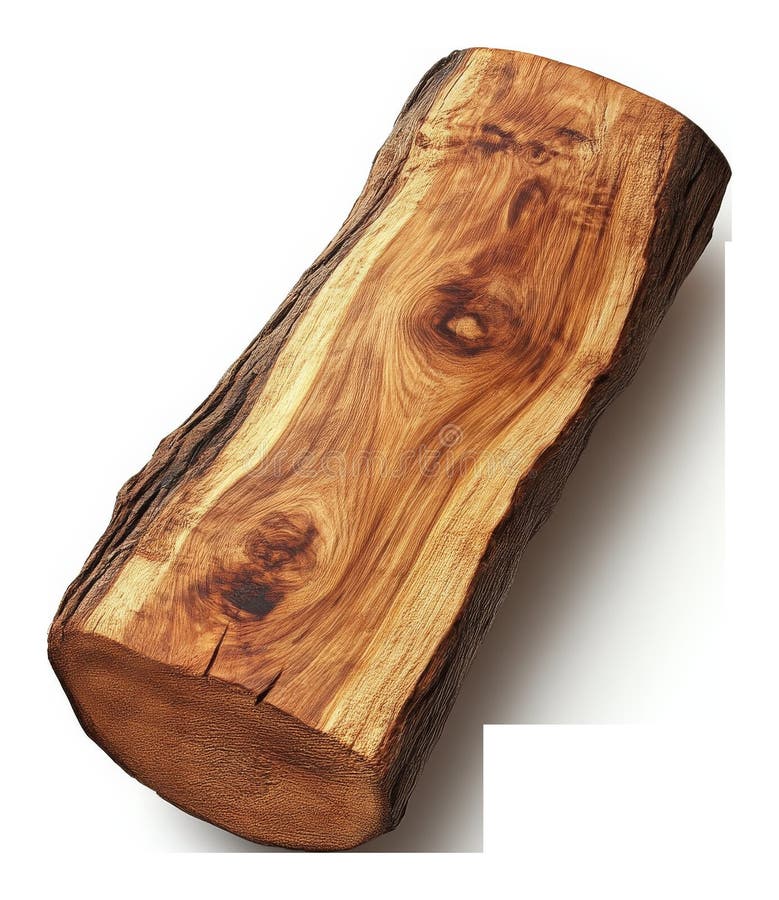 Wooden Log with Visible Grain Pattern on Transparent Background ...