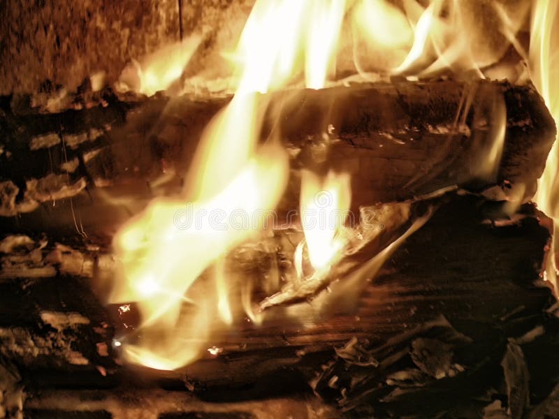 Wooden Logs Burning in a Fireplace Stock Image - Image of fire, cozy ...