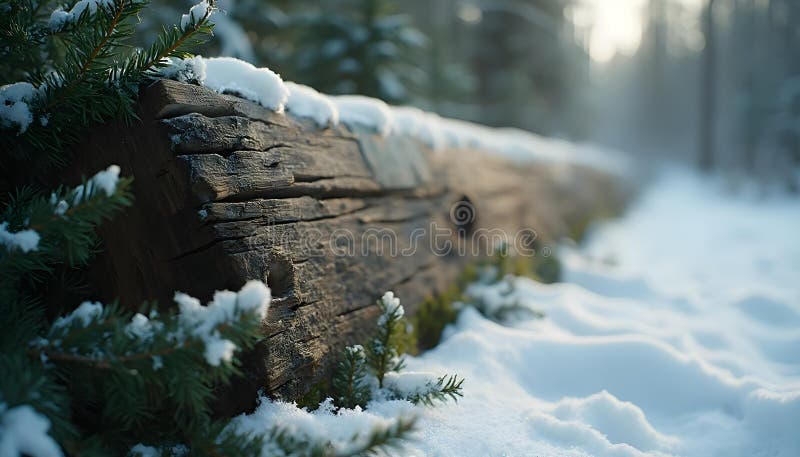 Wooden Logs Covered with Snow in the Winter Forest Stock Illustration ...
