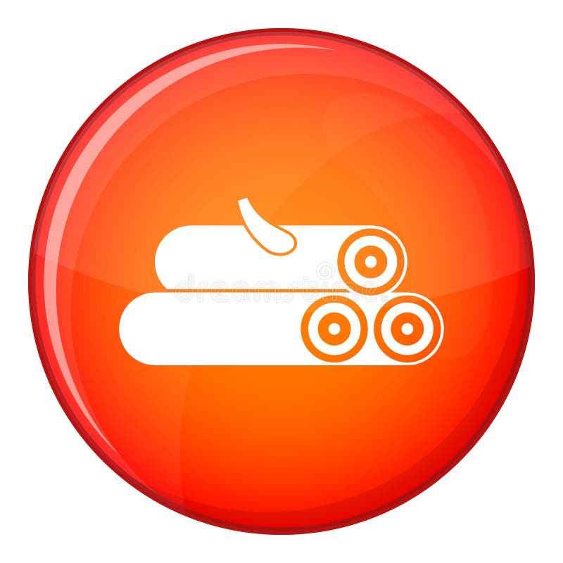 Wooden Logs Icon, Flat Style Stock Vector - Illustration of ...