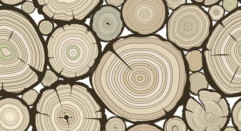 Wooden Logs Seamless Pattern Stock Vector - Illustration of brown ...