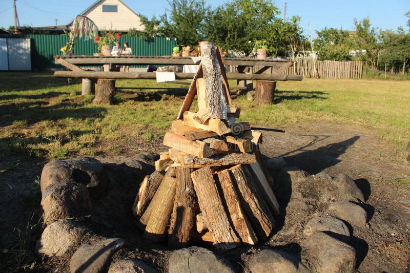 Wooden Logs are Stacked To Light a Fire Stock Image - Image of heap ...