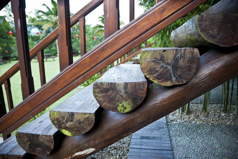 Wooden Logs Stairs stock photo. Image of rustic, steps - 51197336