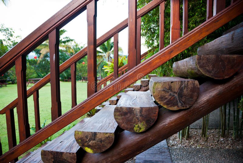 Wooden Logs Stairs stock photo. Image of plank, steps - 51197346