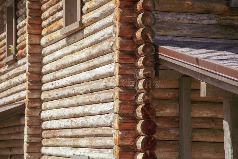 Wooden Logs on the Wall from the Log House. Stock Image - Image of ...