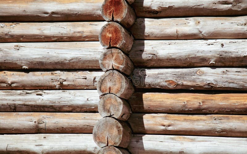 Wooden Logs on the Wall from the Log House. Stock Image - Image of ...