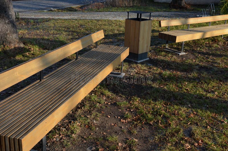Wooden Long Bench, Where the Seating Area is Formed by Rows of Vertical ...