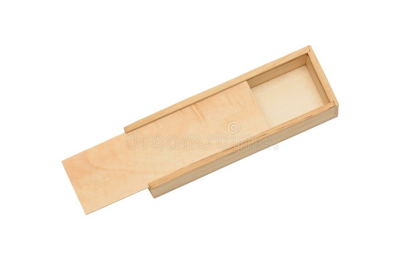Wooden Long Empty Box with Lid. Isolated White Background Stock Photo ...