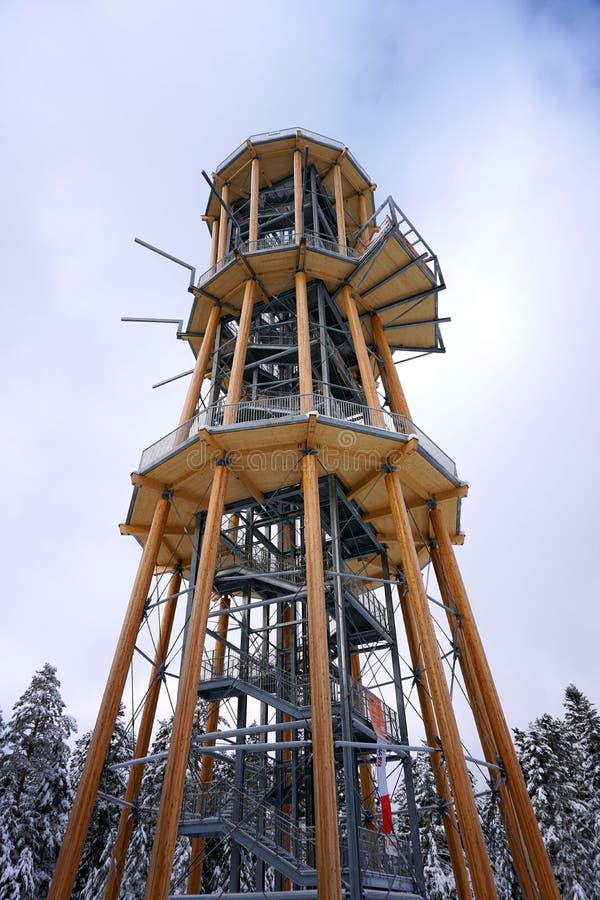 Wooden Lookout Tower in the Forest Stock Image - Image of forest ...