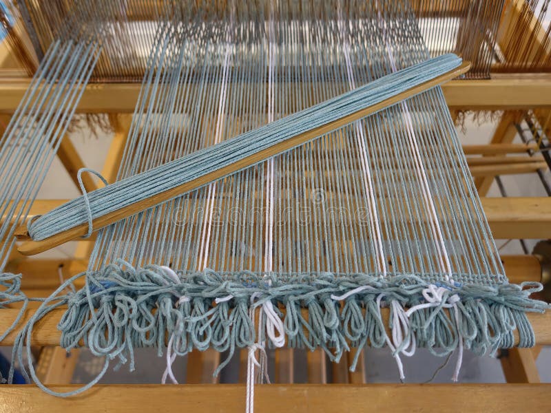 Wooden Loom Tools on a Weaving Loom Stock Photo - Image of fabric, loom ...