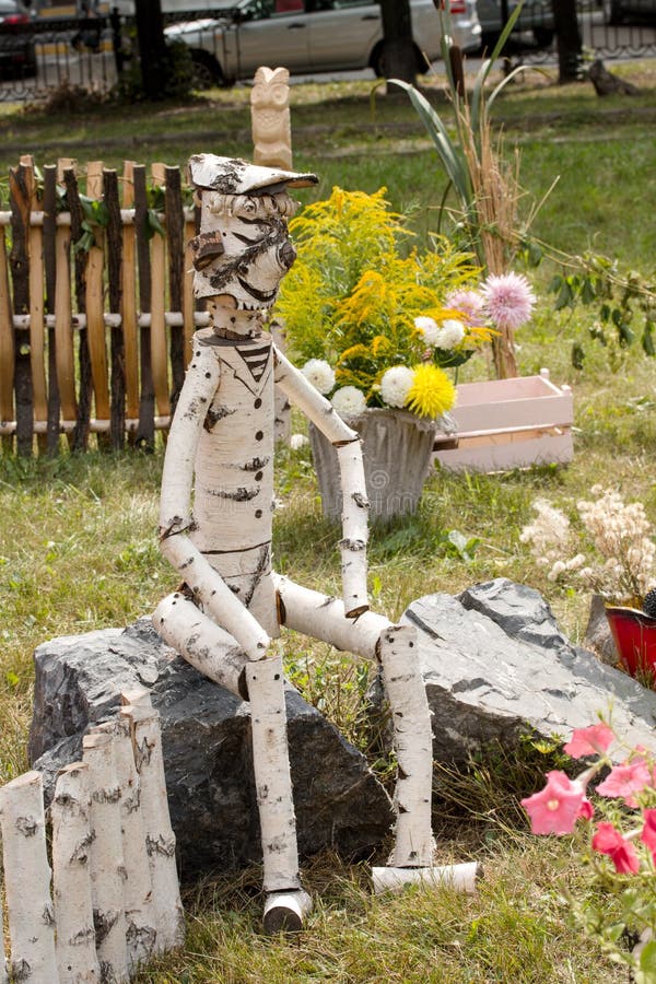 Wooden man Birch stock image. Image of tree, folk, work - 76224681