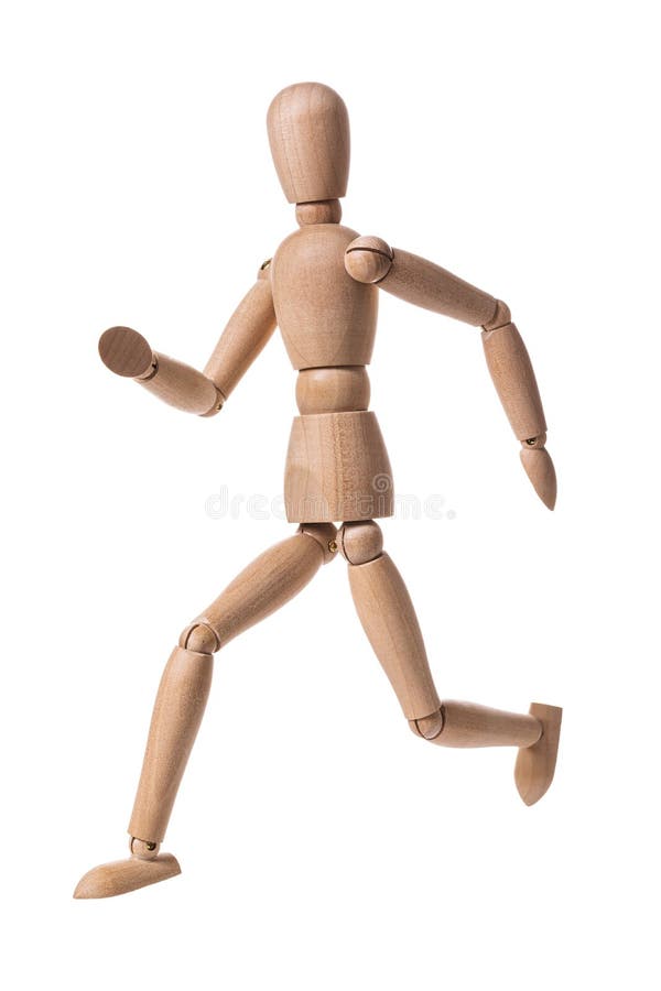 Wooden Man Isolated. Gestalt in the Shape of a Running Man Stock Photo ...