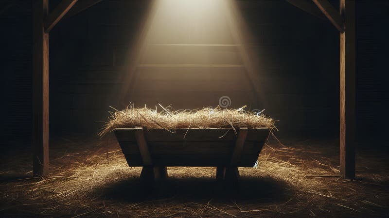 A Wooden Manger Filled with Straw, Symbolizing Nativity Scene Stock ...