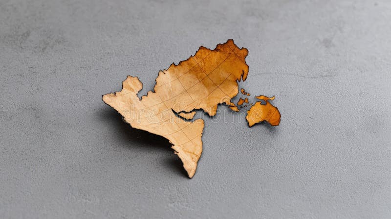 Wooden Map of Asia on a Textured Concrete Surface Creative and Artistic ...