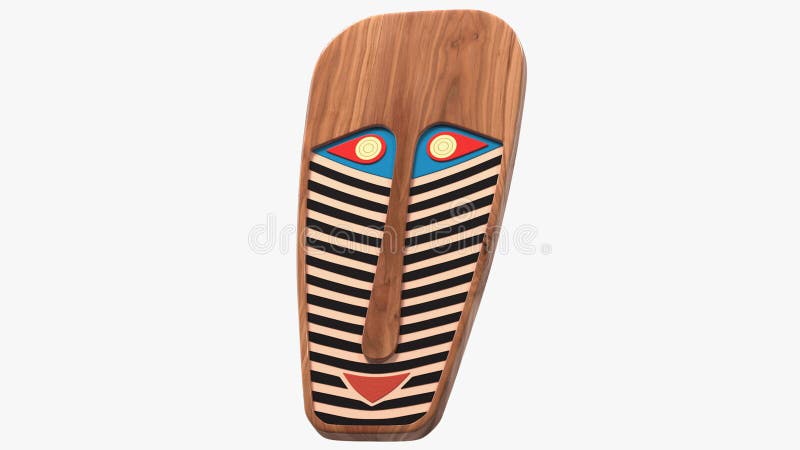 Wooden Mask with Geometric Patterns and Eyes Stock Illustration ...
