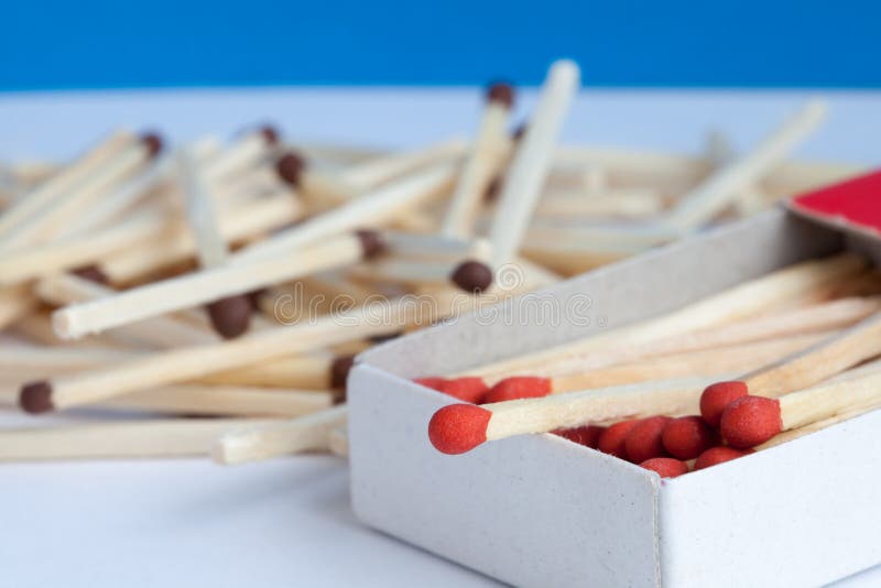 Wooden match in the box stock photo. Image of phosphorus - 85555732