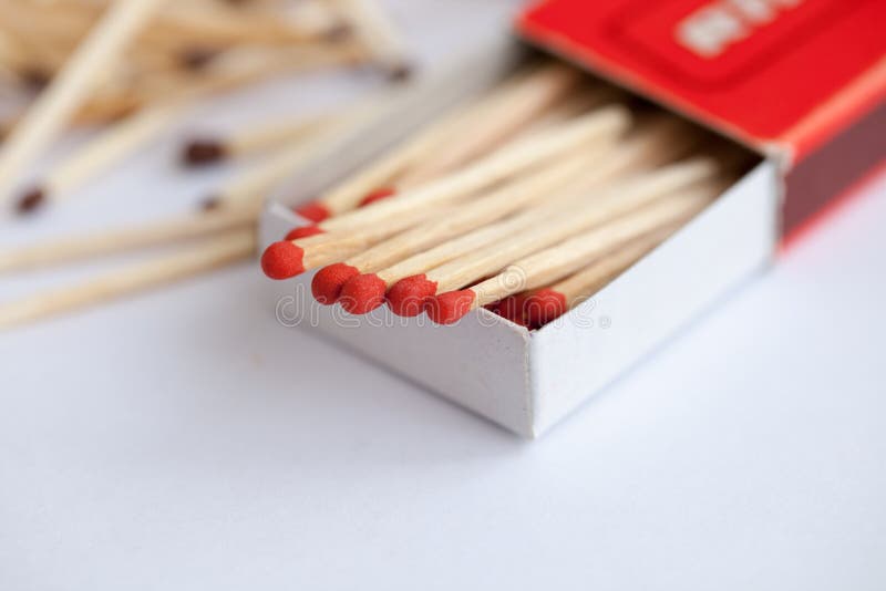 Wooden match in the box stock photo. Image of match, sulphur - 85555736
