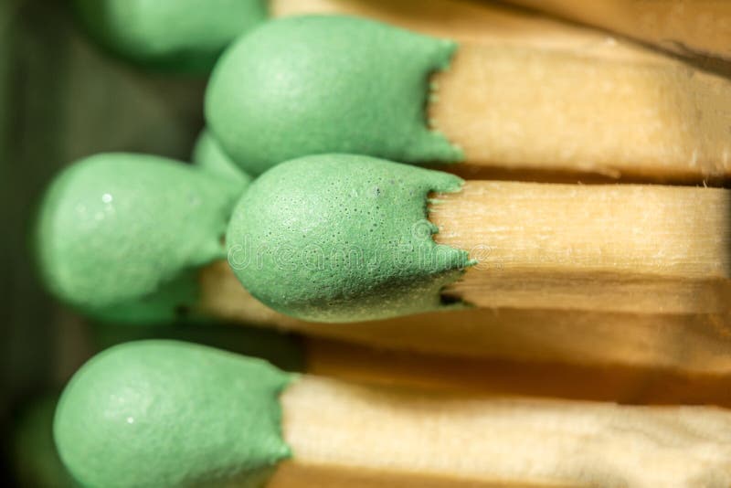 Wooden Matches with Green Sulfur Head, Macro Abstraction Stock Photo ...