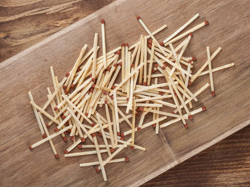 Wooden Matches Sticks on a Wooden Table Background Stock Image - Image ...