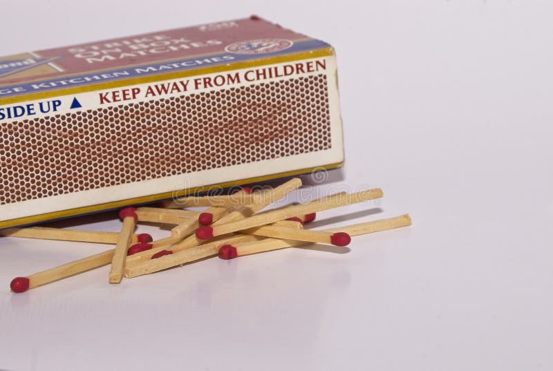 Matchsticks on White with Box in Back Stock Photo - Image of sulphur ...