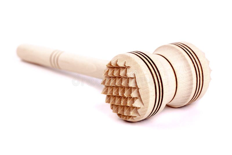 Wooden Meat Hammer with Cloves on White Stock Photo - Image of handle ...