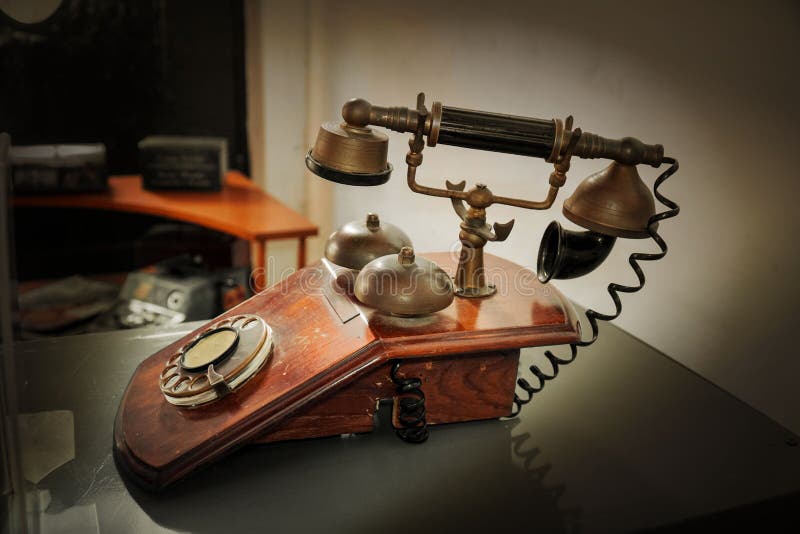 Wooden and Metal Classic Model Telephone Stock Image - Image of metal ...
