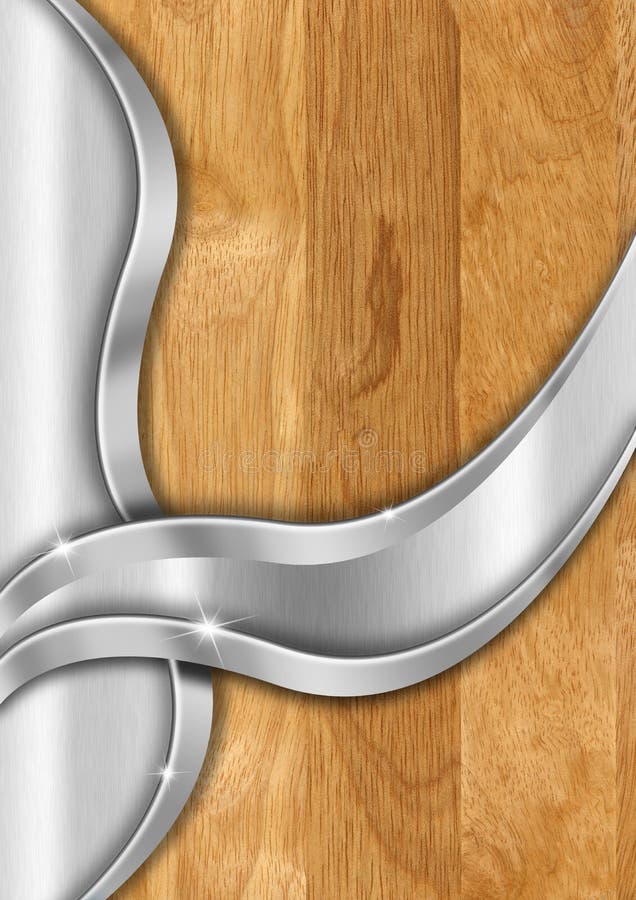 Wooden and Metallic Background Stock Illustration - Illustration of ...