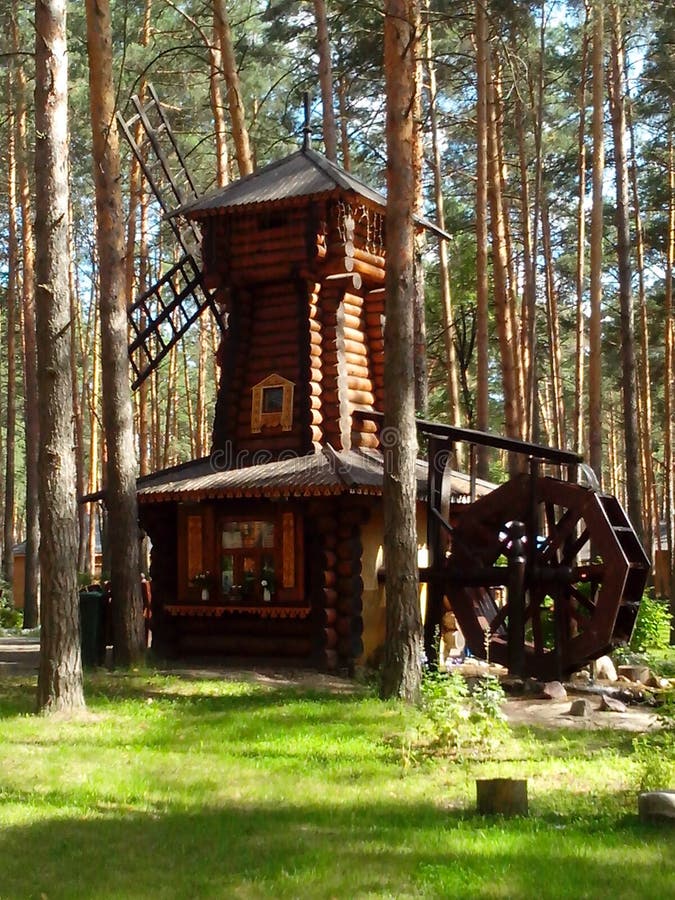A Wooden Mill in Pine Forest Stock Image - Image of forest, summer ...