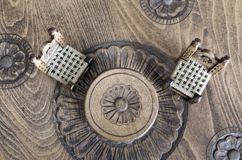 Wooden Miniatures Hand Made Chairs on Carved Table Stock Image - Image ...