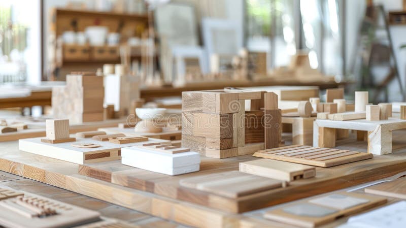 A Wooden Model City on a Table, Showcasing Different Building Designs ...