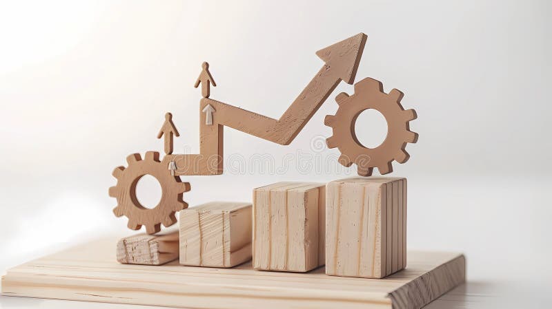 Wooden Model of Growth, Success and Teamwork Stock Illustration ...