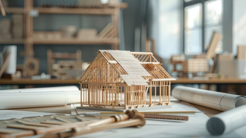 The Wooden Model House. AI Generated Stock Image - Image of blueprints ...