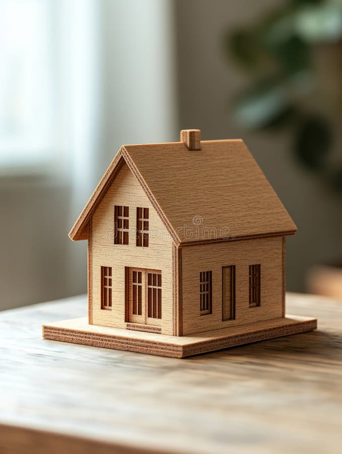Wooden Model House on a Table. Stock Photo - Image of warmth, model ...