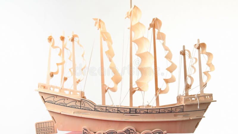 Wooden Model of Ship Rotating on White Stock Video - Video of historic ...